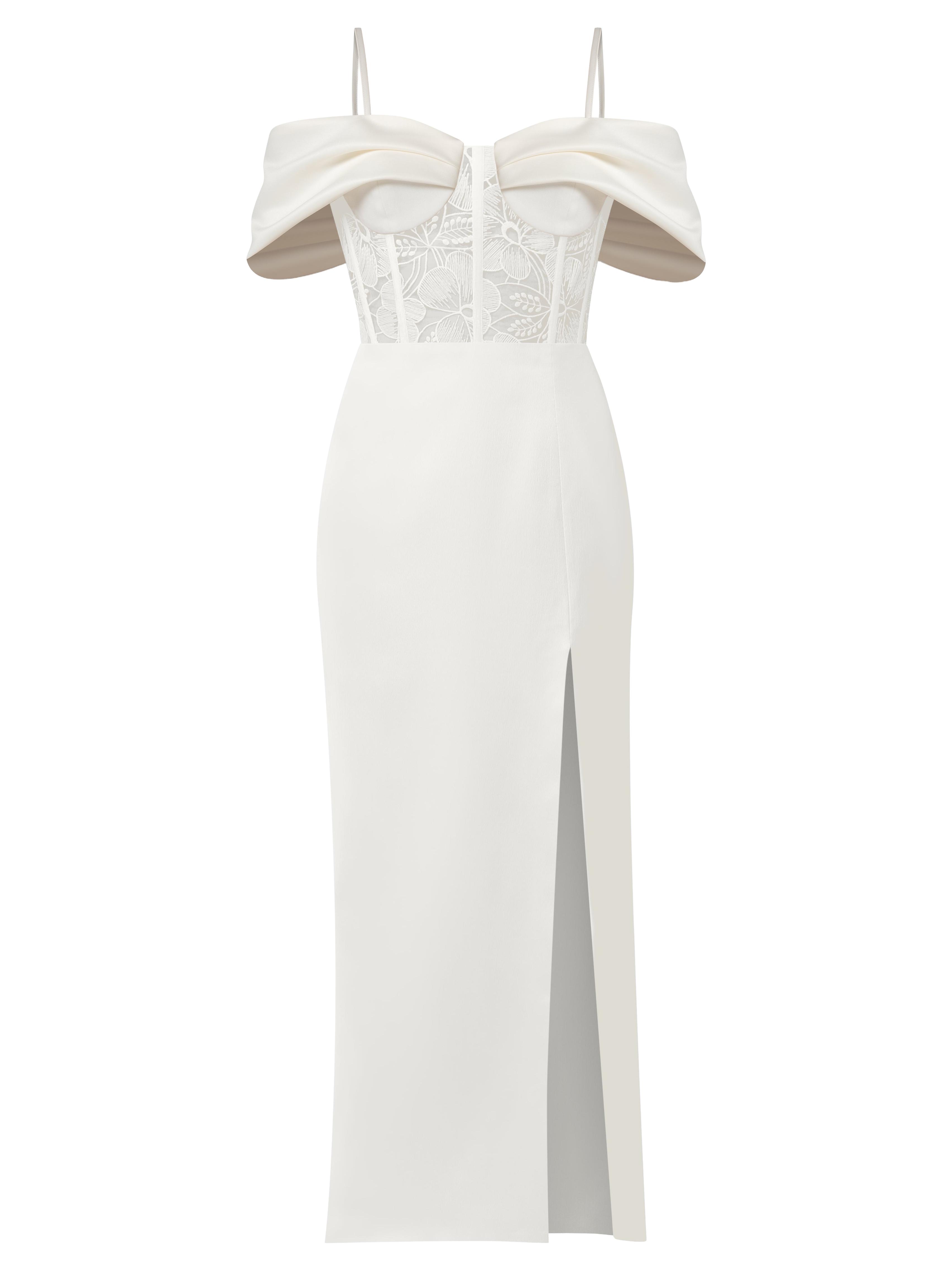 House Of Cb Solaine Corset Lace Maxi Dress - Ivory | Editorialist House Of Cb Solaine Corset Lace Maxi Dress - Ivory | Editorialist
