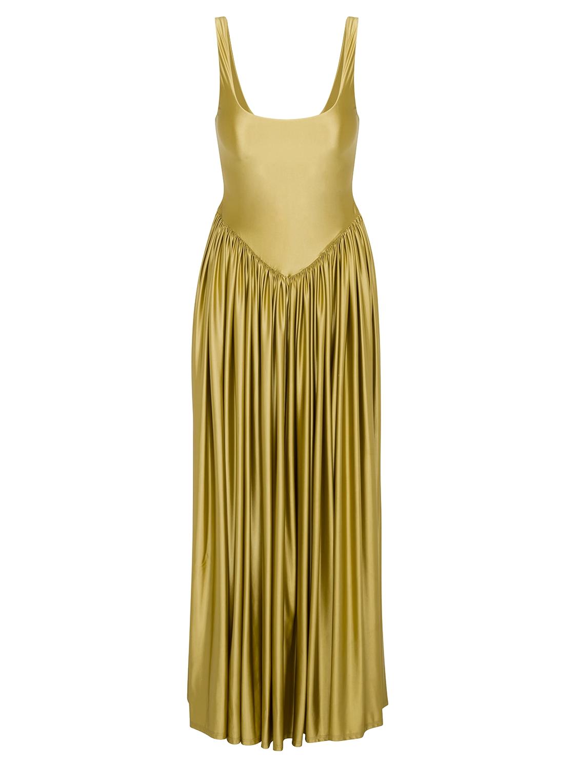Delfi Collective Giselle Halter Pleated Ombre Sat Maxi Dress In Yellow -  30% Off | Editorialist