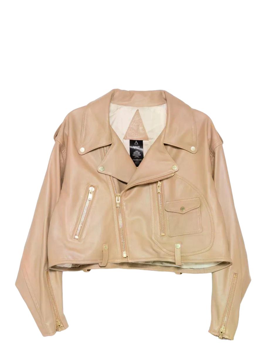 A LEATHER Cropped Leather Moto Jacket