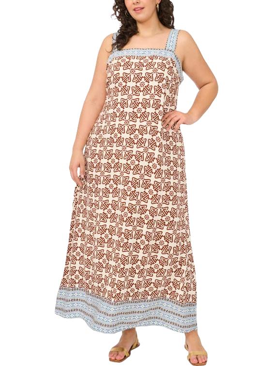 VINCE CAMUTO Printed Smock Back Maxi Dress