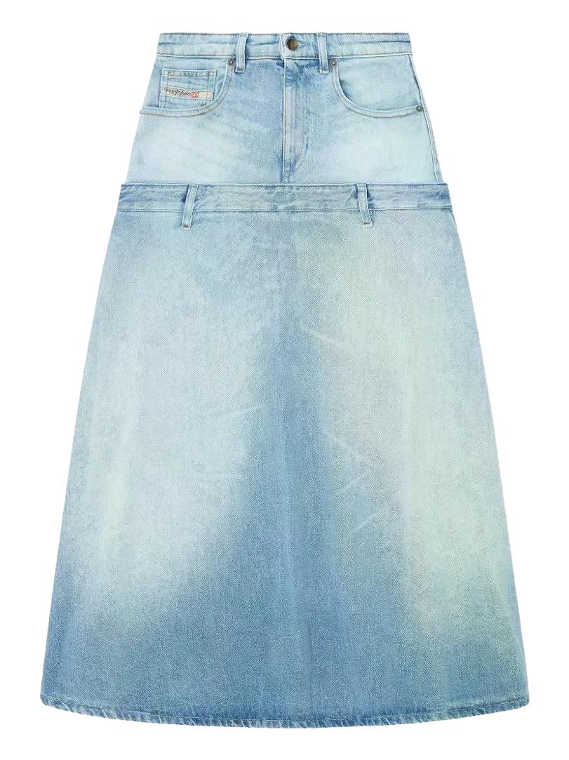 DIESEL® Diesel Layered Denim Midi Skirt