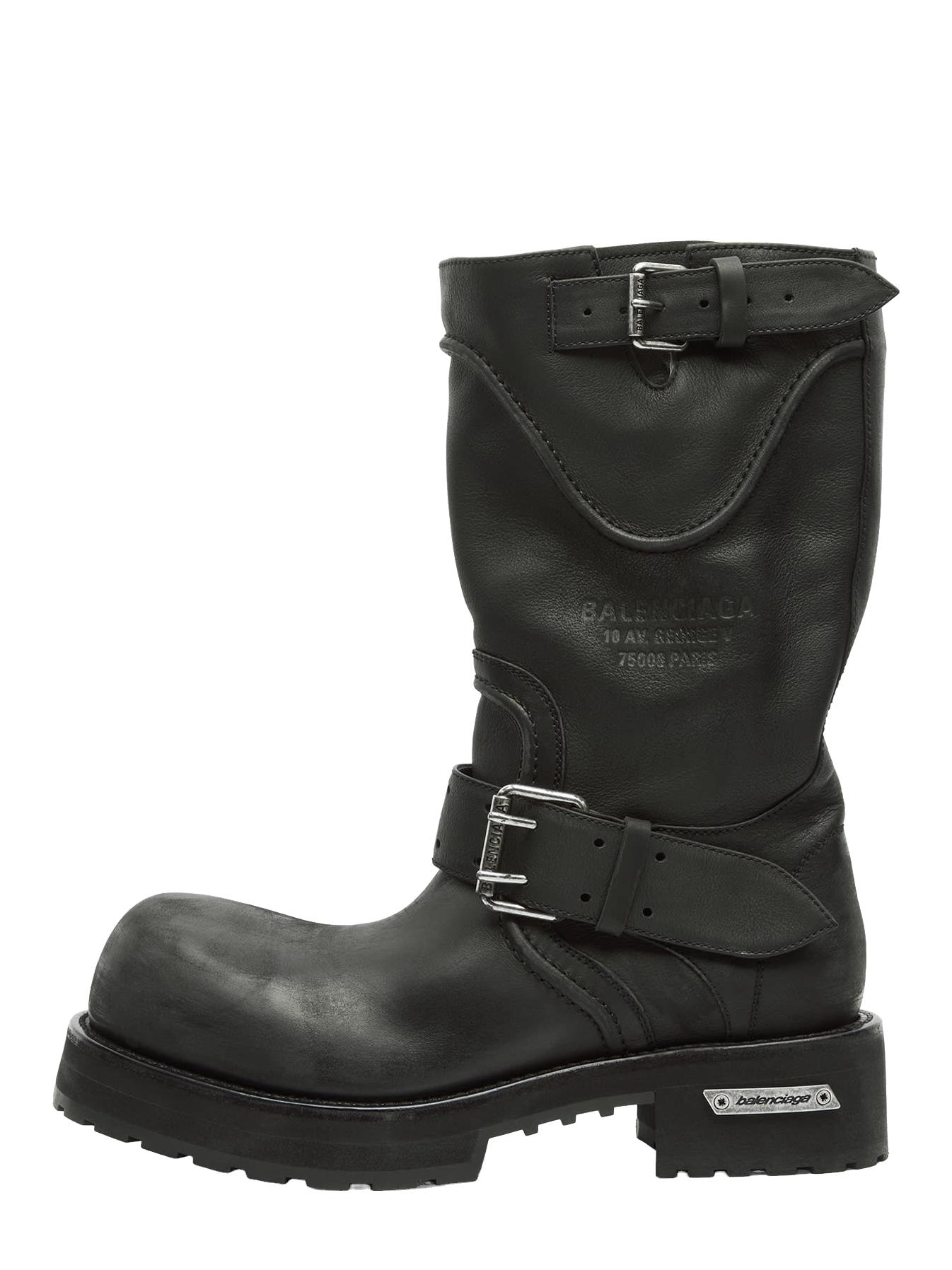 Balenciaga Leather Trooper Boots - Black | Editorialist