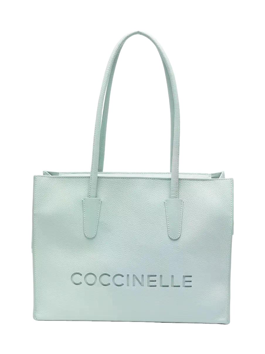 COCCINELLE Leather Shoulder Bag with Embossed Logo