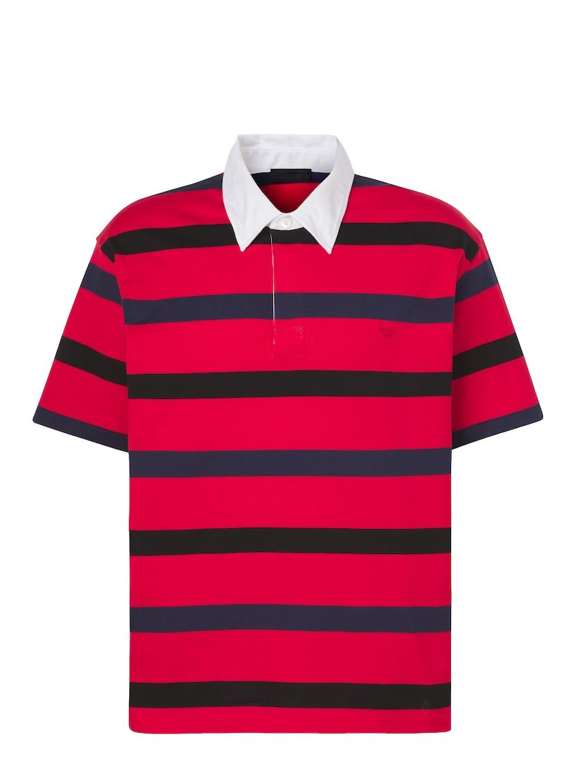 PRADA oversized striped cotton piqué polo shirt