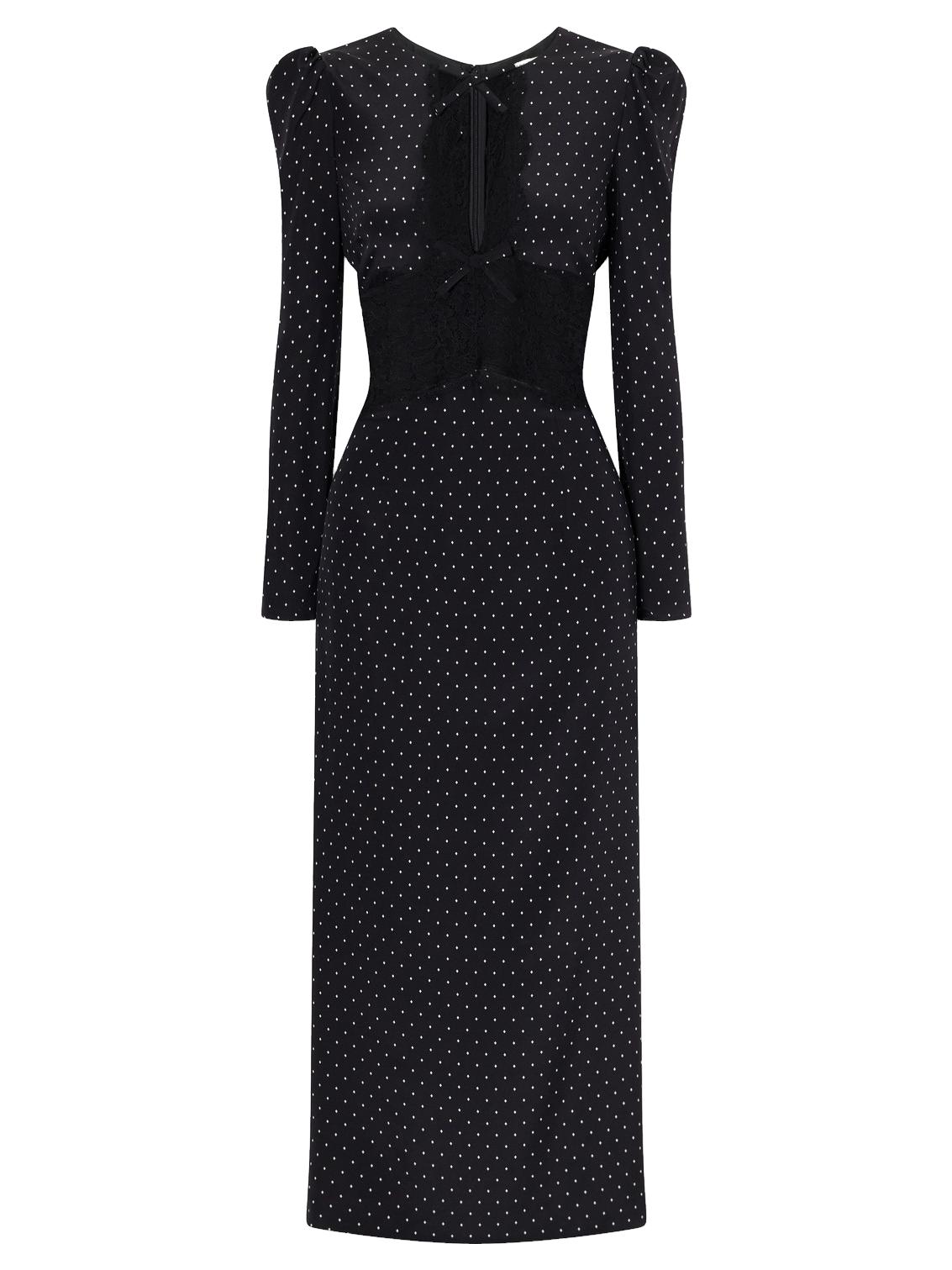 ALESSANDRA RICH Alessandra Rich Polka-Dot Silk Midi Dress