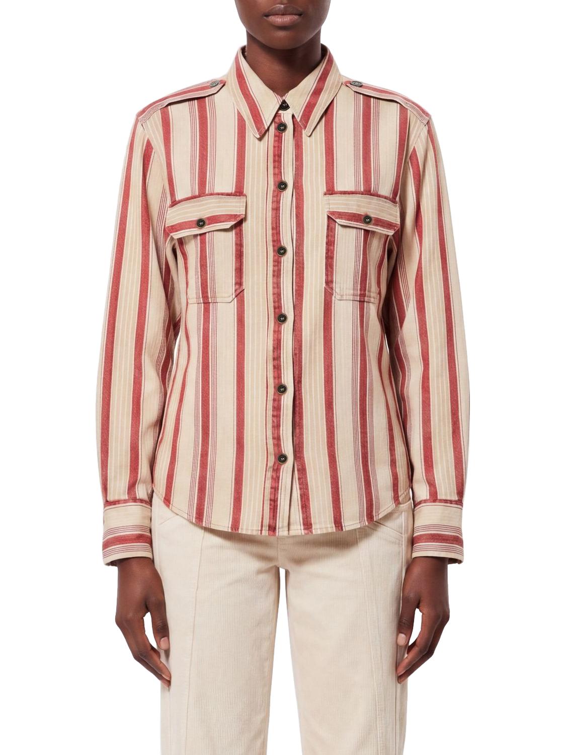 ISABEL MARANT ÉTOILE Isabel Marant Etoile Striped Cotton Shirt with Epaulettes and Chest Pockets