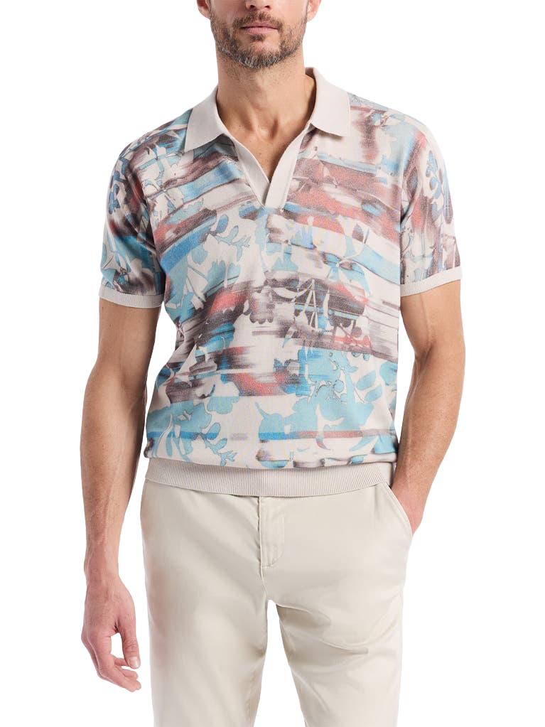 ROBERT GRAHAM ordale johnny collar cotton sweater polo