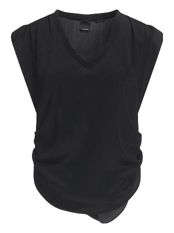 PINKO PINKO Acetate and Silk V-Neck Top with Gathered Detailing