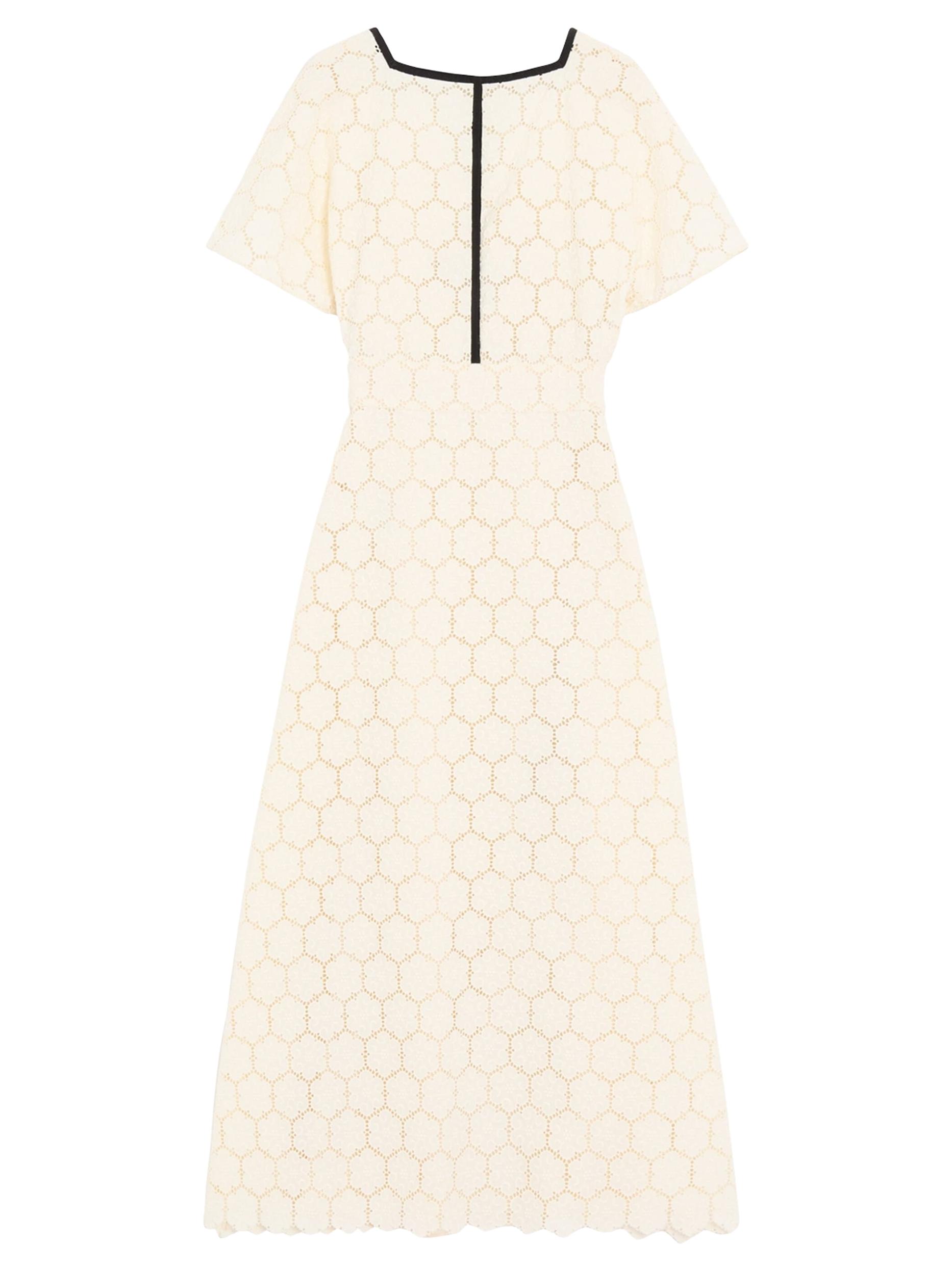 VALENTINO Valentino Cotton Fleurs à Jours Midi Dress