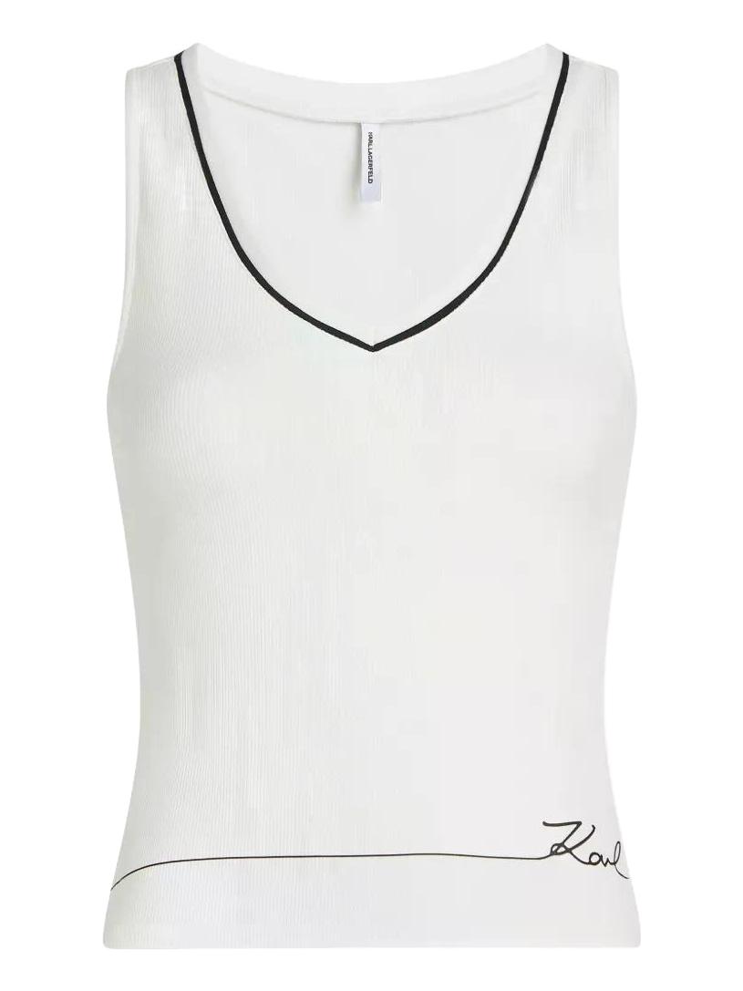 KARL LAGERFELD Karl Lagerfeld V-Neck Signature Lounge Tank Top