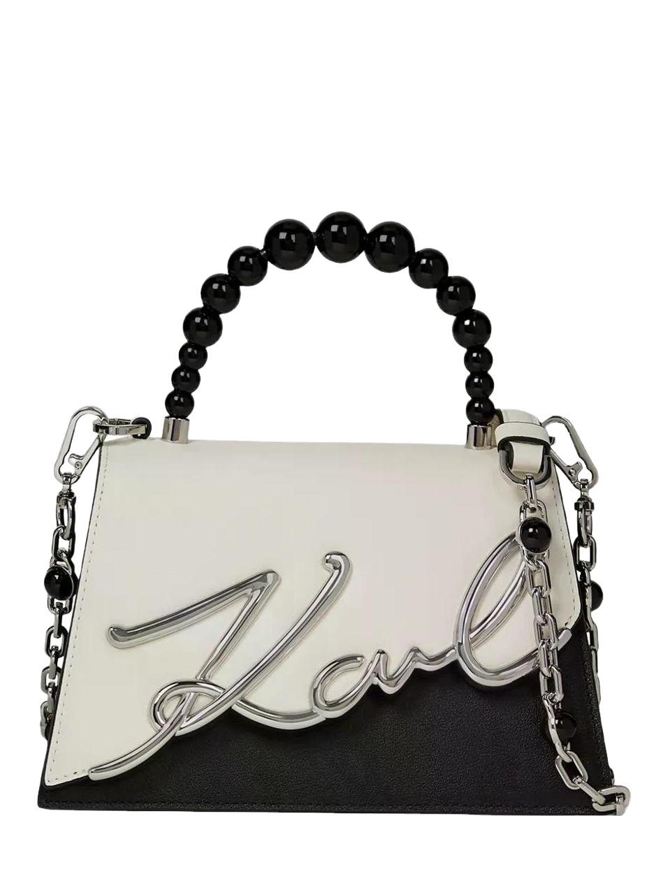 KARL LAGERFELD Karl Lagerfeld K/Signature Pearl-Embellished Top Handle Bag