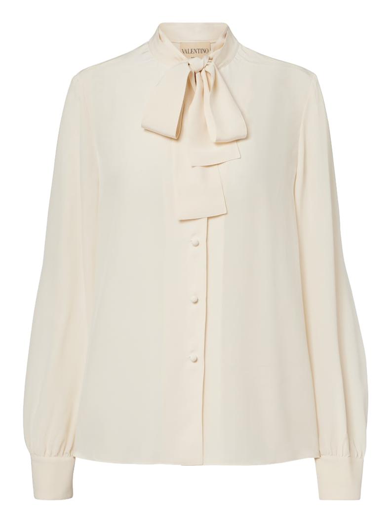 VALENTINO Valentino Silk Crêpe de Chine Tie-Neck Blouse
