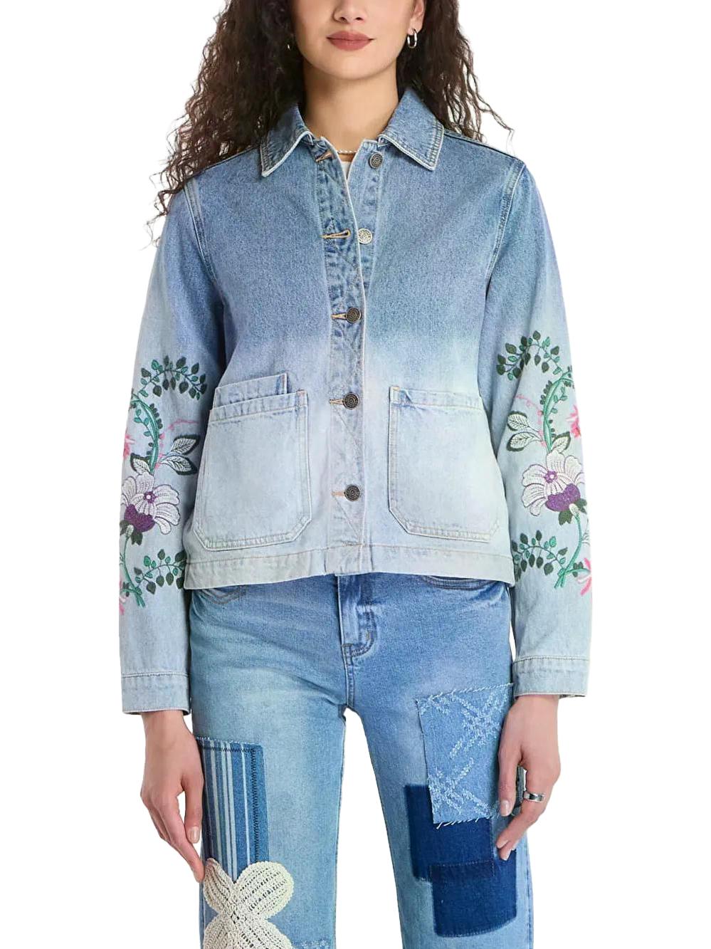 DESIGUAL Desigual Floral Embroidered Denim Jacket
