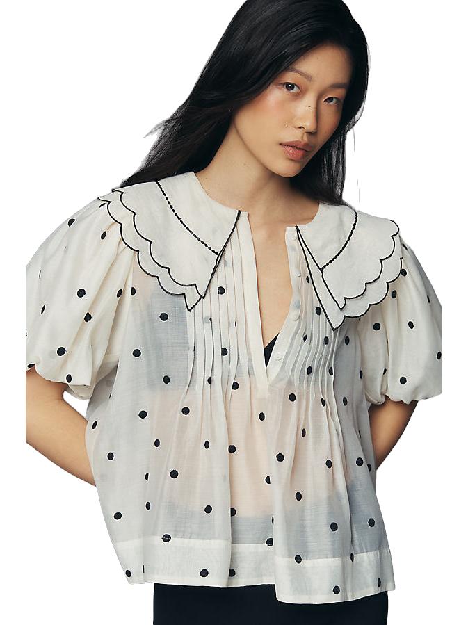ENGLISH FACTORY English Factory Scalloped Collar Polka Dot Blouse