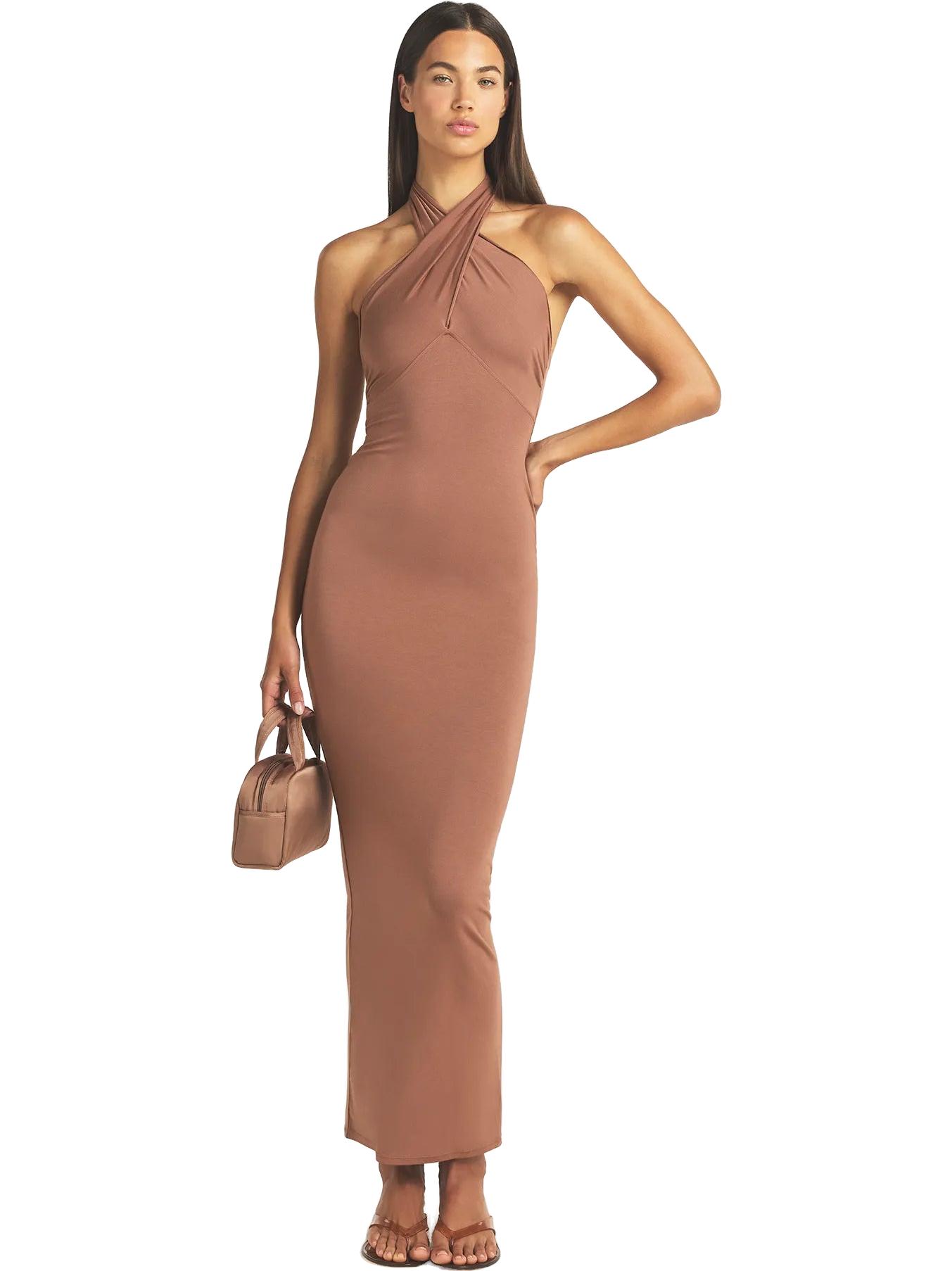 Skims Fits Everybody Low Back Long Dress - Saffron | Editorialist Skims Fits Everybody Low Back Long Dress - Saffron | Editorialist