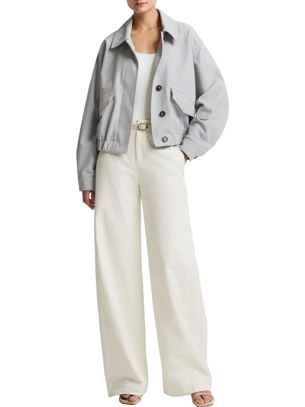 VINCE Vince Italian Cotton Utility Double-Waist Wide-Leg Pant