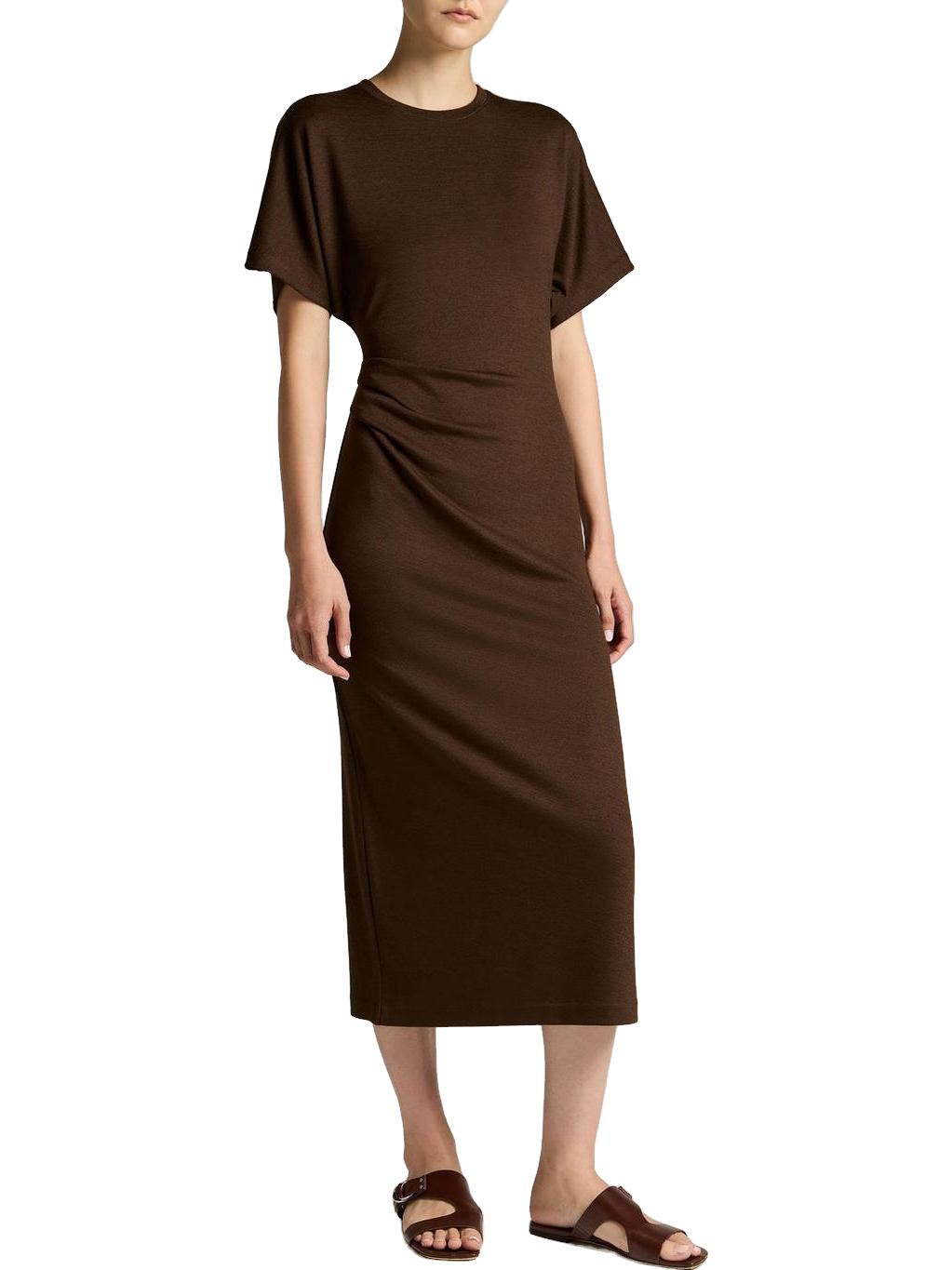 VINCE Vince Ruched Side Knit Short Sleeve Midi Dress