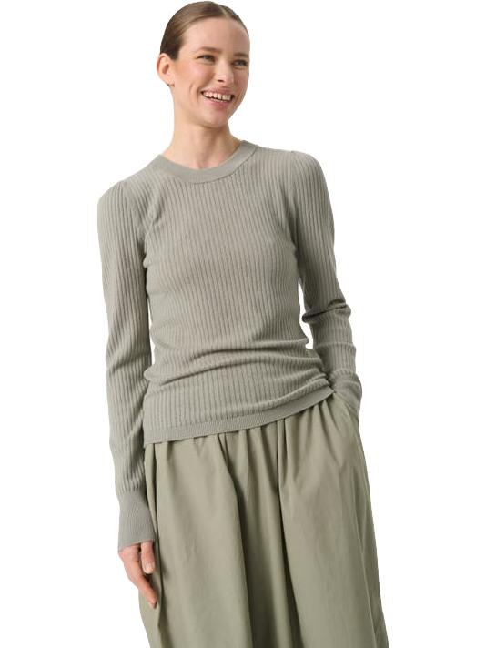 SOAKED IN LUXURY Soaked in Luxury Slim Fit Crew Neck Pullover with Striped Hole Pattern