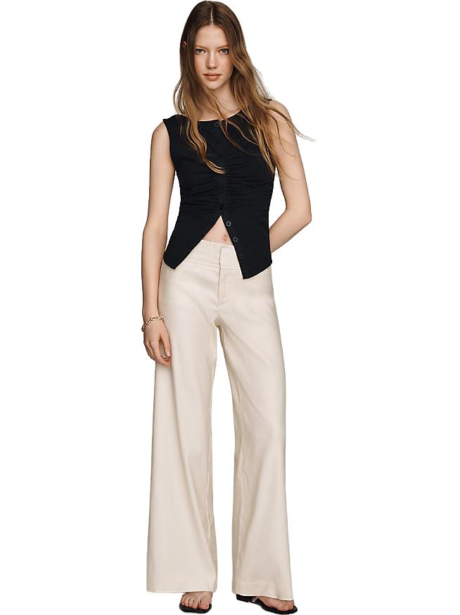 MAEVE Linen Stretch High-Rise Wide-Leg Trousers