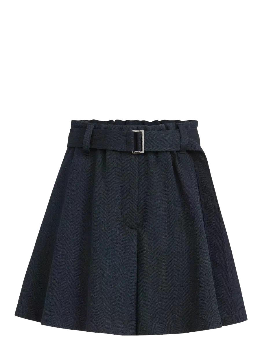 BRUNELLO CUCINELLI Brunello Cucinelli Virgin Wool Crêpe Chevron Skirt-Pants with Monili
