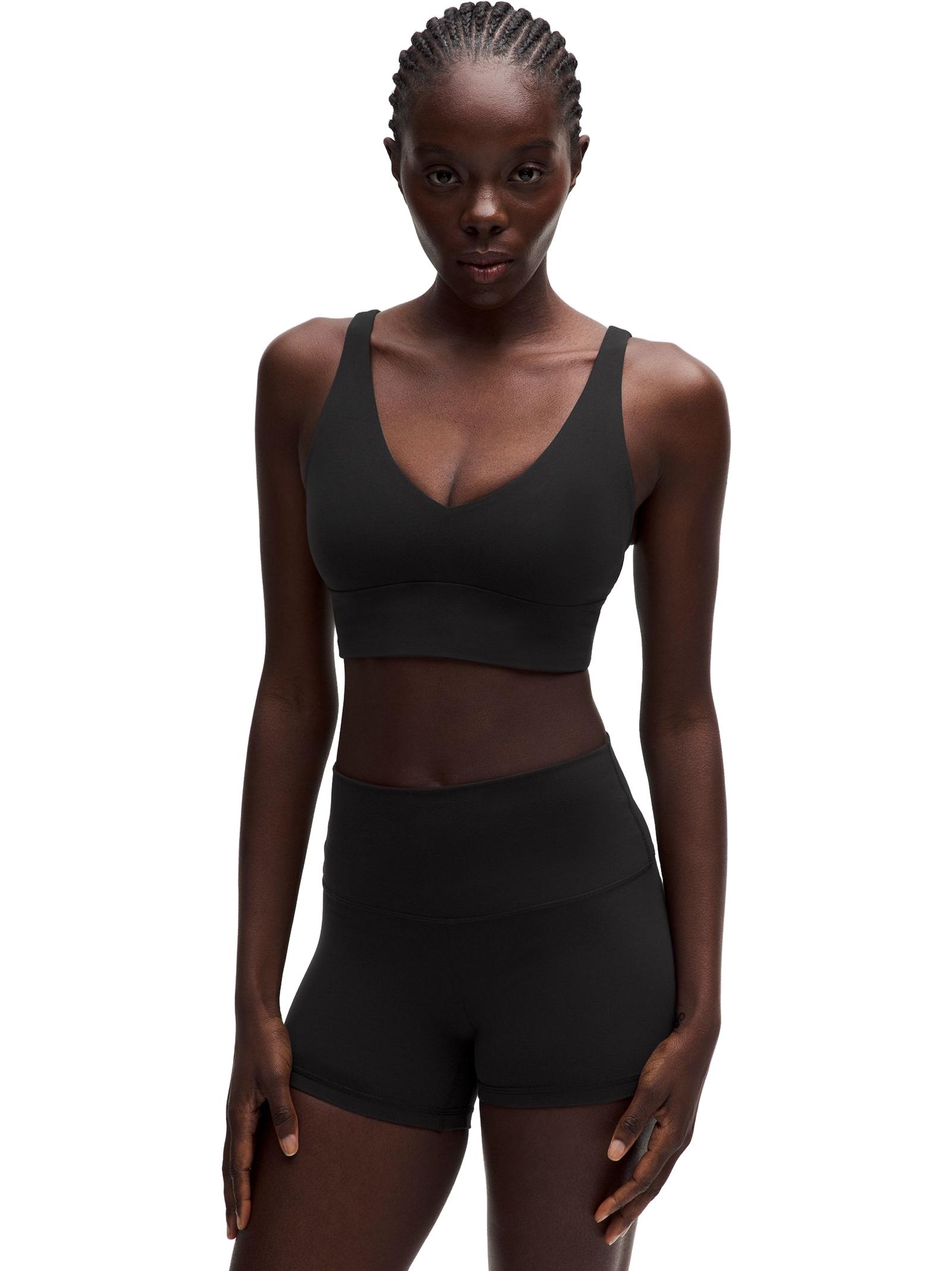 Alo Yoga Airlift Ribbed Jump Start V-Neck Bra - Black | Editorialist