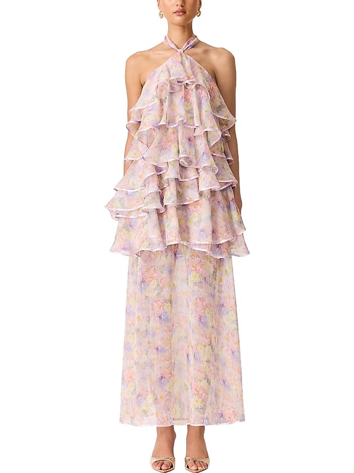 express chiffon halter maxi dress GLS Navy V-Neck Halter Chiffon Long Formal Dress - Bridesmaid Dress