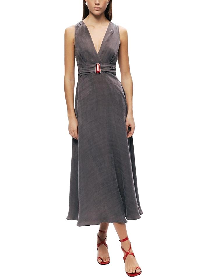 NOCTURNE Nocturne V-Neck Sleeveless Midi Dress