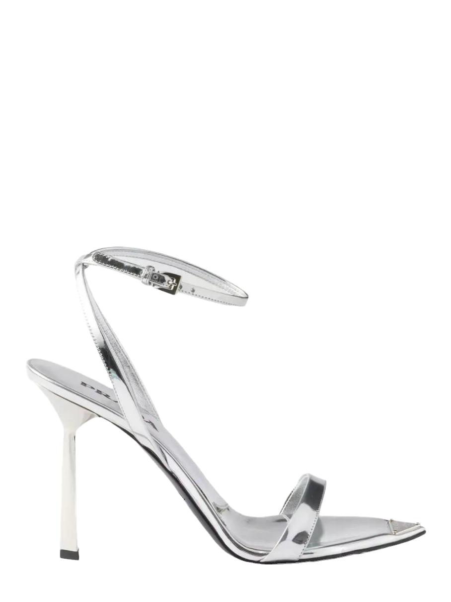 PRADA Prada Metallic Leather Pointy Toe High Heel Sandals