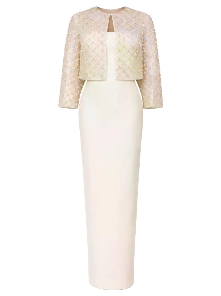 RAMI AL ALI Rami Al Ali Embellished Overlay-Top Maxi Gown