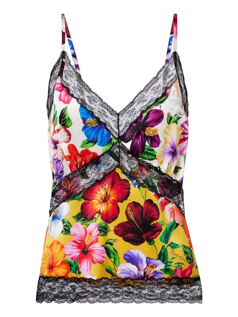 DOLCE & GABBANA Dolce&Gabbana Floral Lace-Trimmed Silk-Blend Camisole