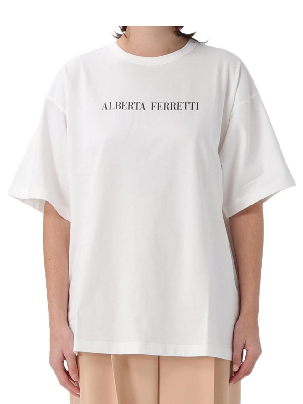 ALBERTA FERRETTI Alberta Ferretti Logo Printed Crewneck T-Shirt