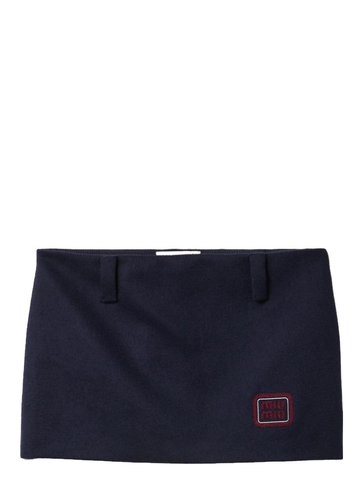 MIU MIU Miu Miu Embroidered Logo Mini Skirt