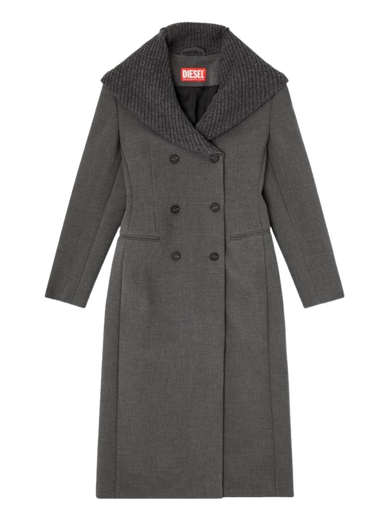 DIESEL® Diesel Long Double-Breasted Coat with Cowl Hood