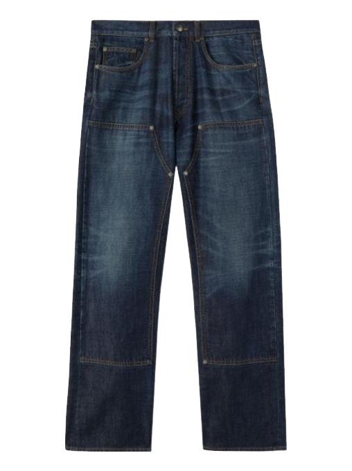 PALM ANGELS Palm Angels Monogram Embroidered High Waist Jeans