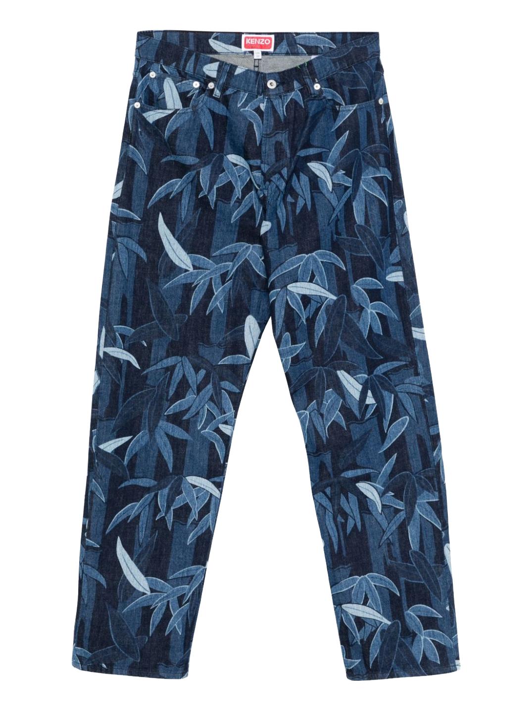 KENZO Kenzo Chiku-Rin Camo Botanical Print Loose Fit Jeans in Japanese Denim