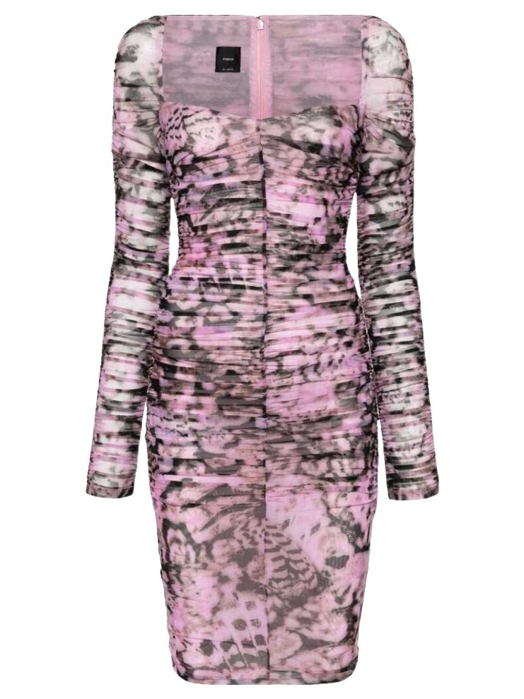 PINKO Pinko Floral Printed Ruched Midi Dress