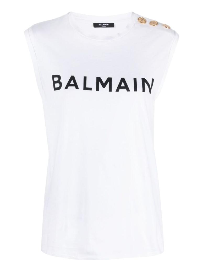 BALMAIN Balmain Logo Print Sleeveless Tank Top