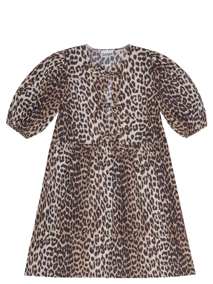 GANNI Ganni Printed Balloon Sleeve Mini Dress