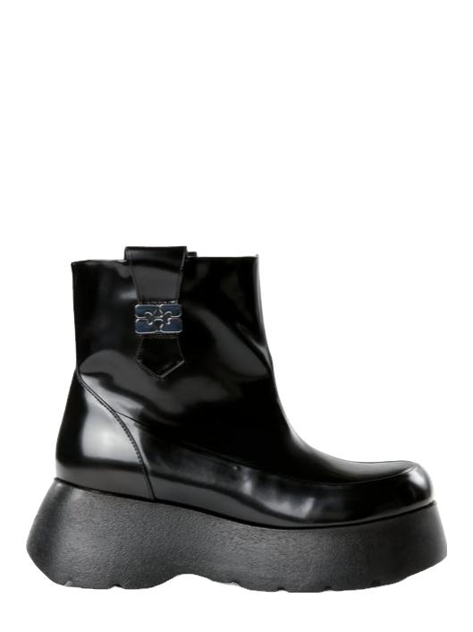GANNI Ganni Kat Logo Plaque Ankle Boots