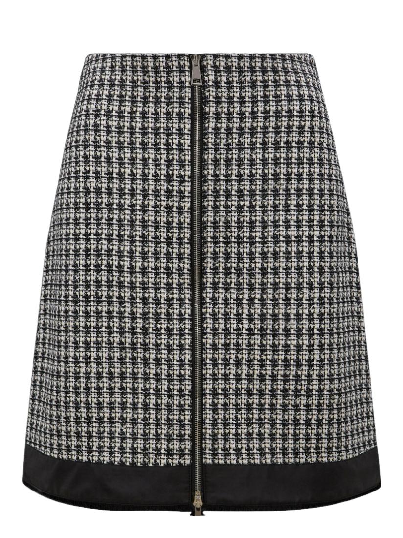 MONCLER Moncler Tweed Mini Skirt with Fringed Hem