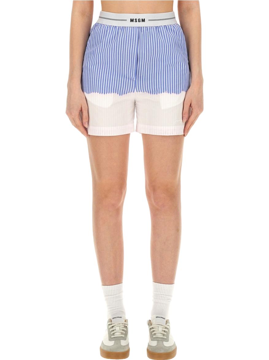 MSGM MSGM Logo Waistband Striped Shorts
