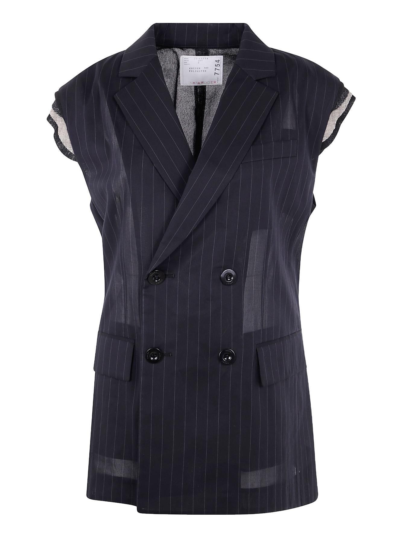 SACAI Sacai Storm Flap Pinstriped Waistcoat