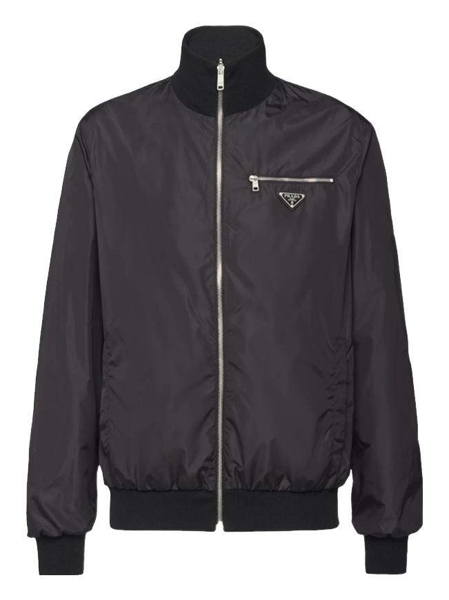 PRADA Prada Logo Plaque Reversible Bomber Jacket