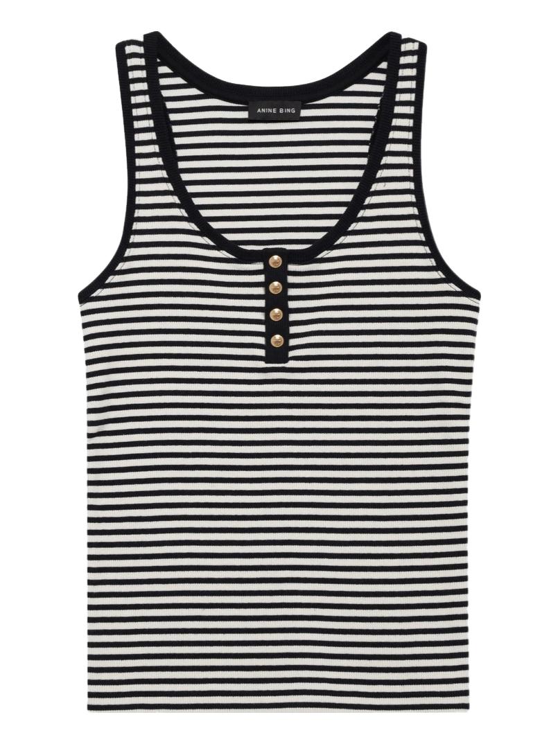 ANINE BING Anine Bing Alessia Striped Knitted Tank Top