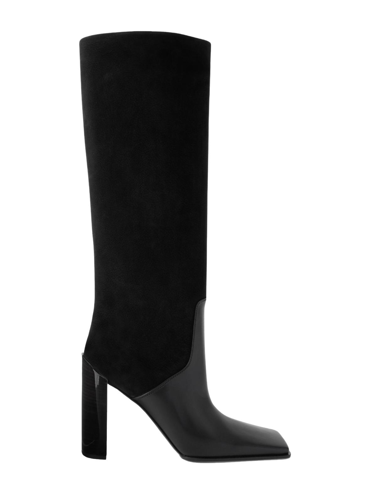 ALAÏA Alaia Square-Toe Leather and Suede Boots