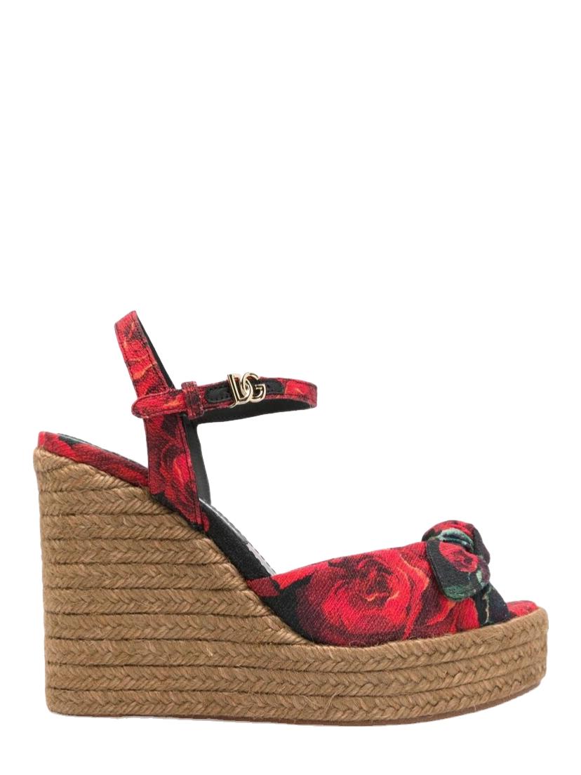 DOLCE & GABBANA Dolce & Gabbana Floral Motif Wedge Sandals
