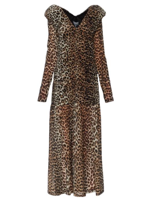 GANNI Ganni Leopard Print V-Neck Dress