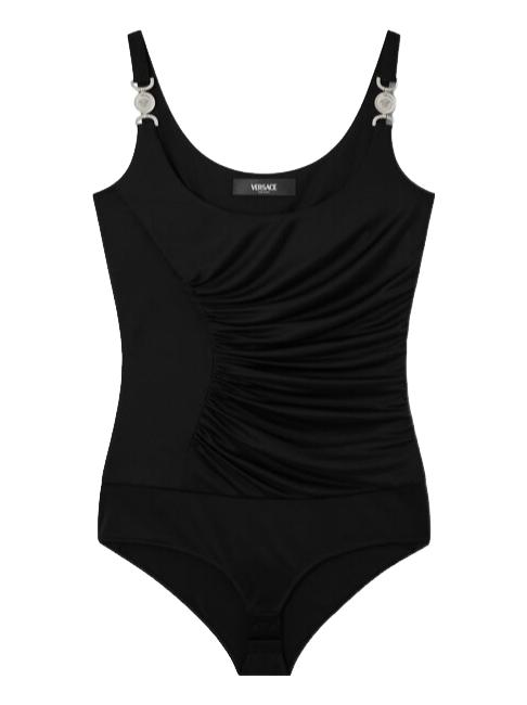 VERSACE Versace Black Draped Jersey Bodysuit