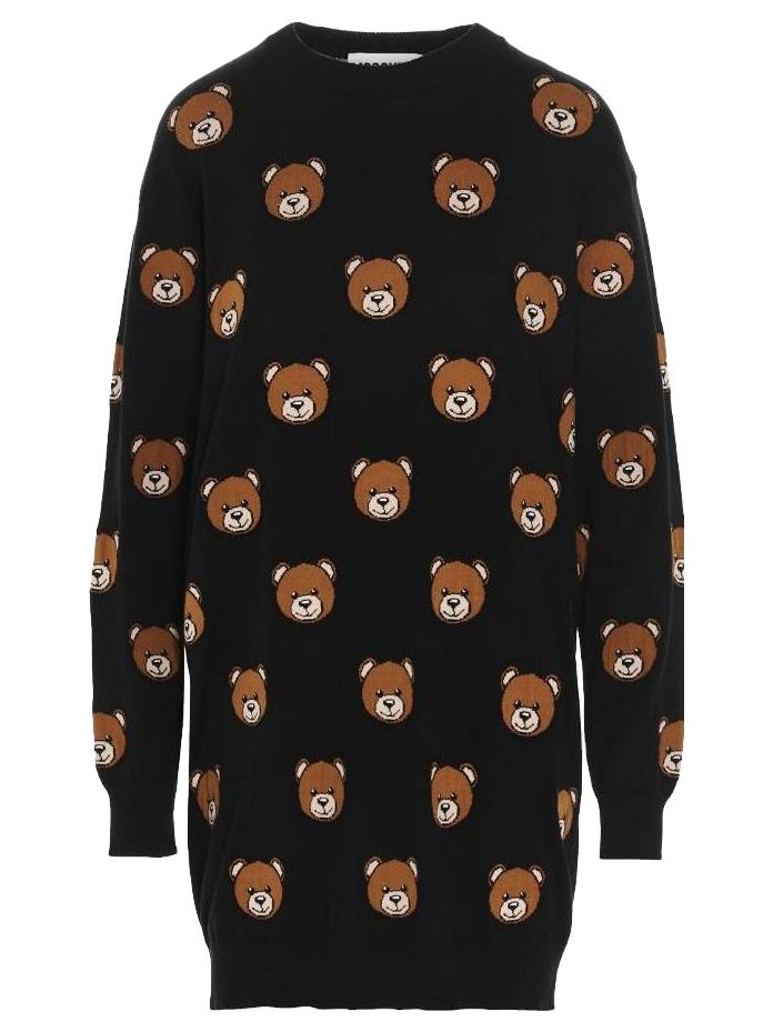 MOSCHINO Moschino Teddy Bear Pattern Knit Mini Dress