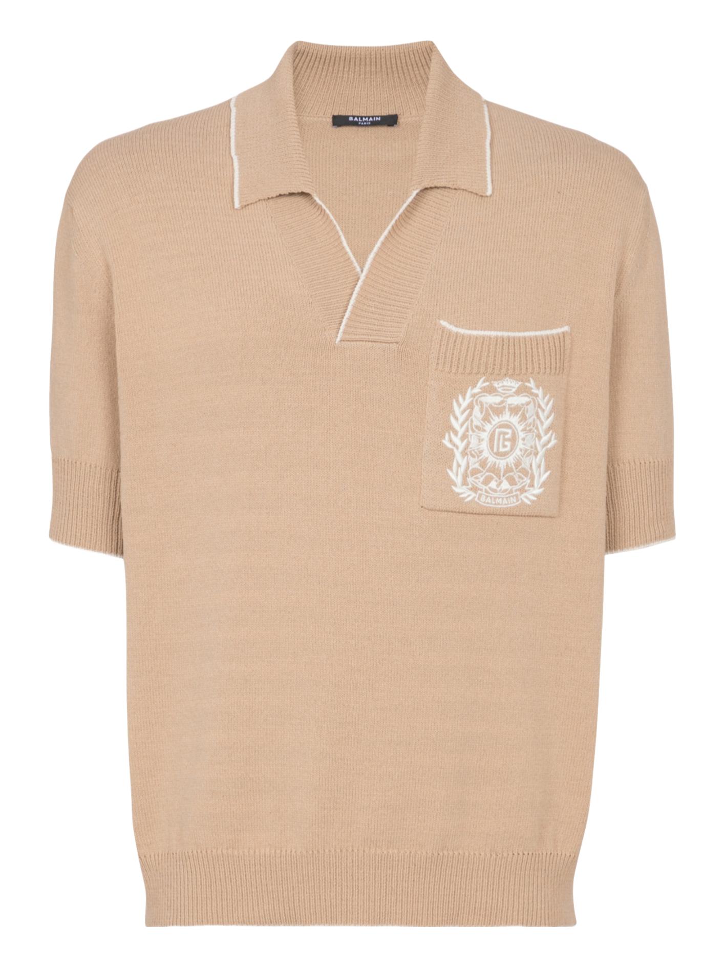 BALMAIN Balmain Écusson embroidered knit polo shirt